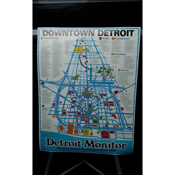 Art | Vintage The Downtown Map 198 Edition 1980 Map By Downtown Detroit ...